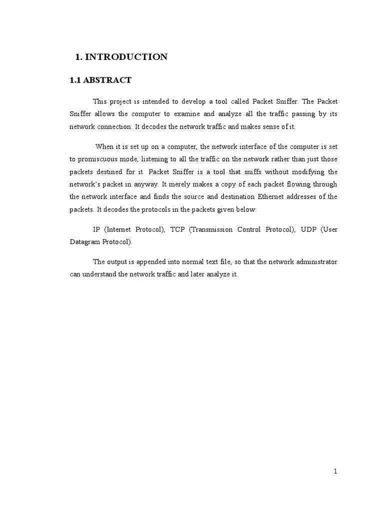 Packet Sniffer Project Document PDF Free | PDF | Transmission Control ...