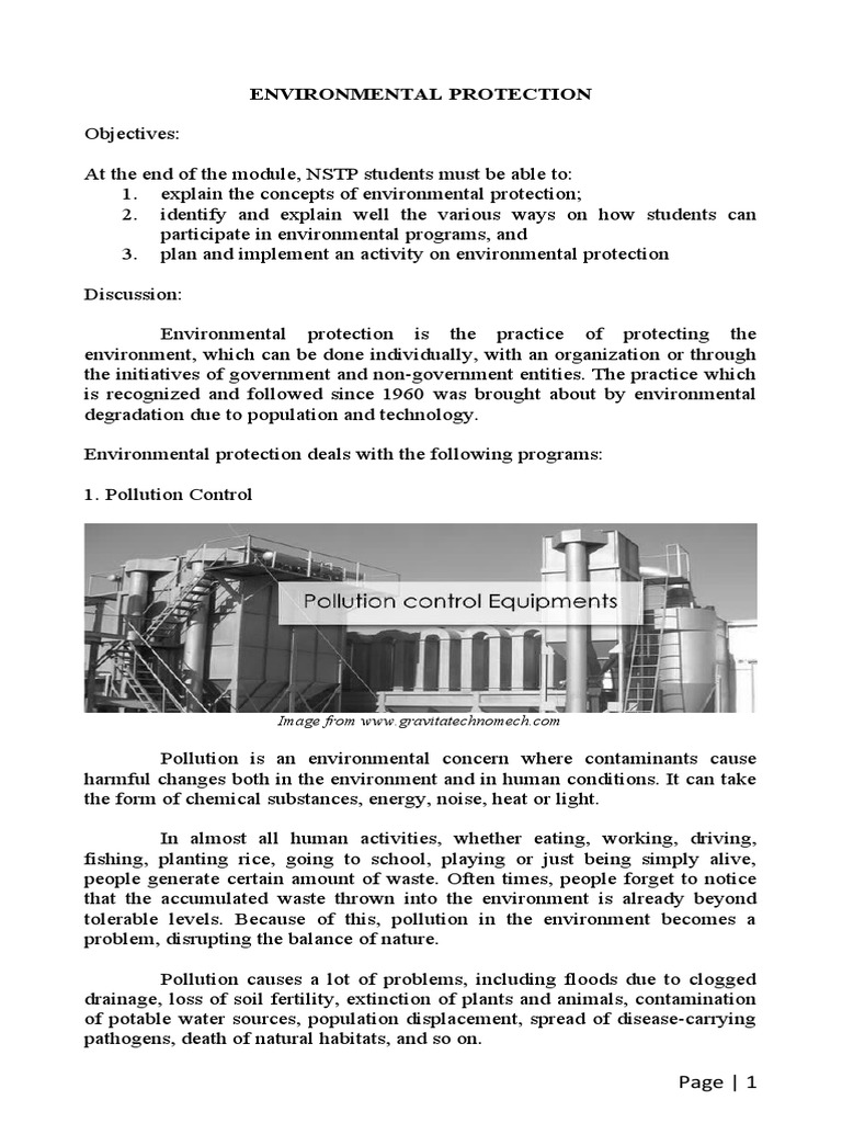 NSTP Environmental Protection Overview | PDF | Sewage Treatment | Water