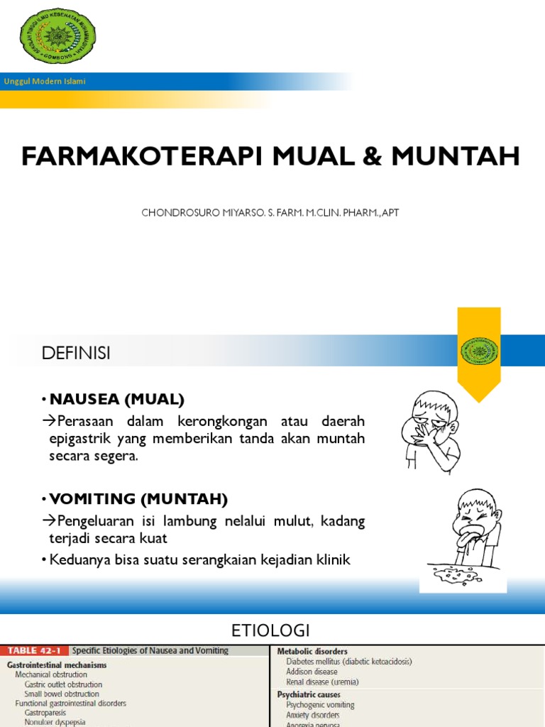 Terapi Mual dan Muntah: Panduan Farmakologi | PDF