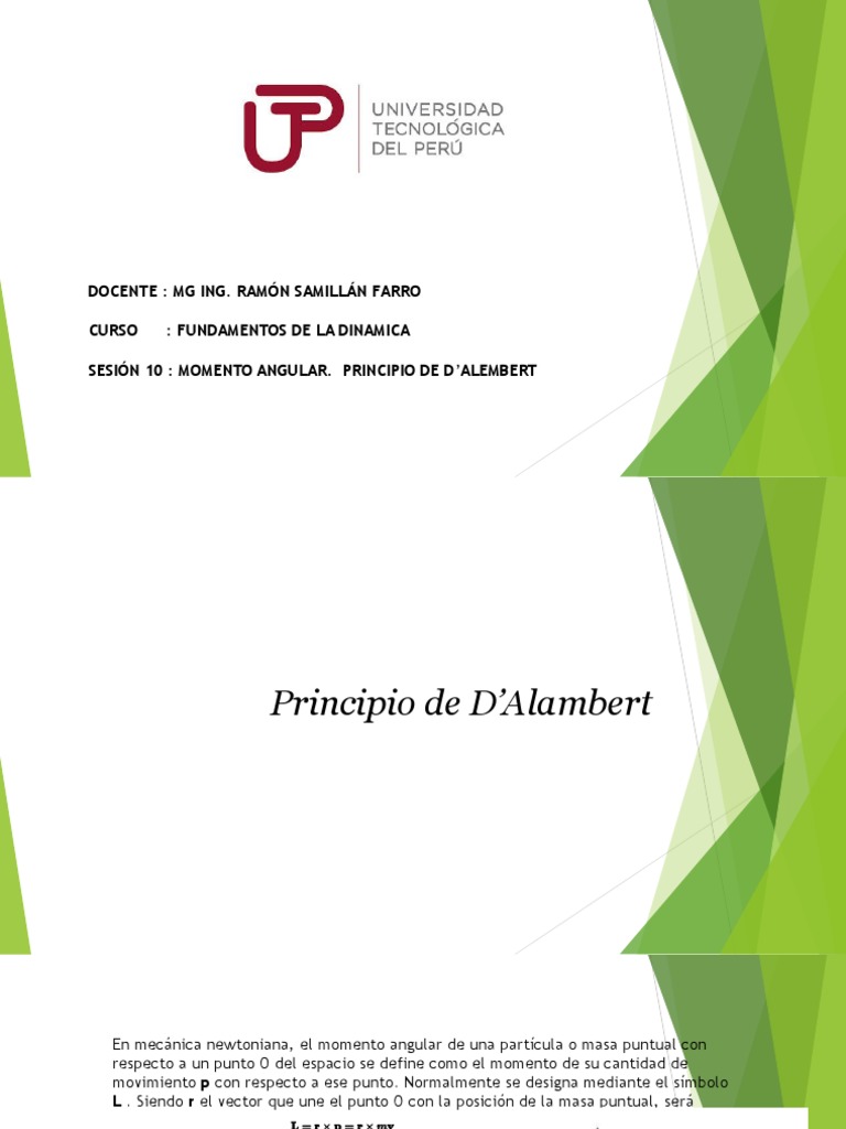 10.s1-Teorema de D Lember | PDF | Momento angular | Vector Euclidiano