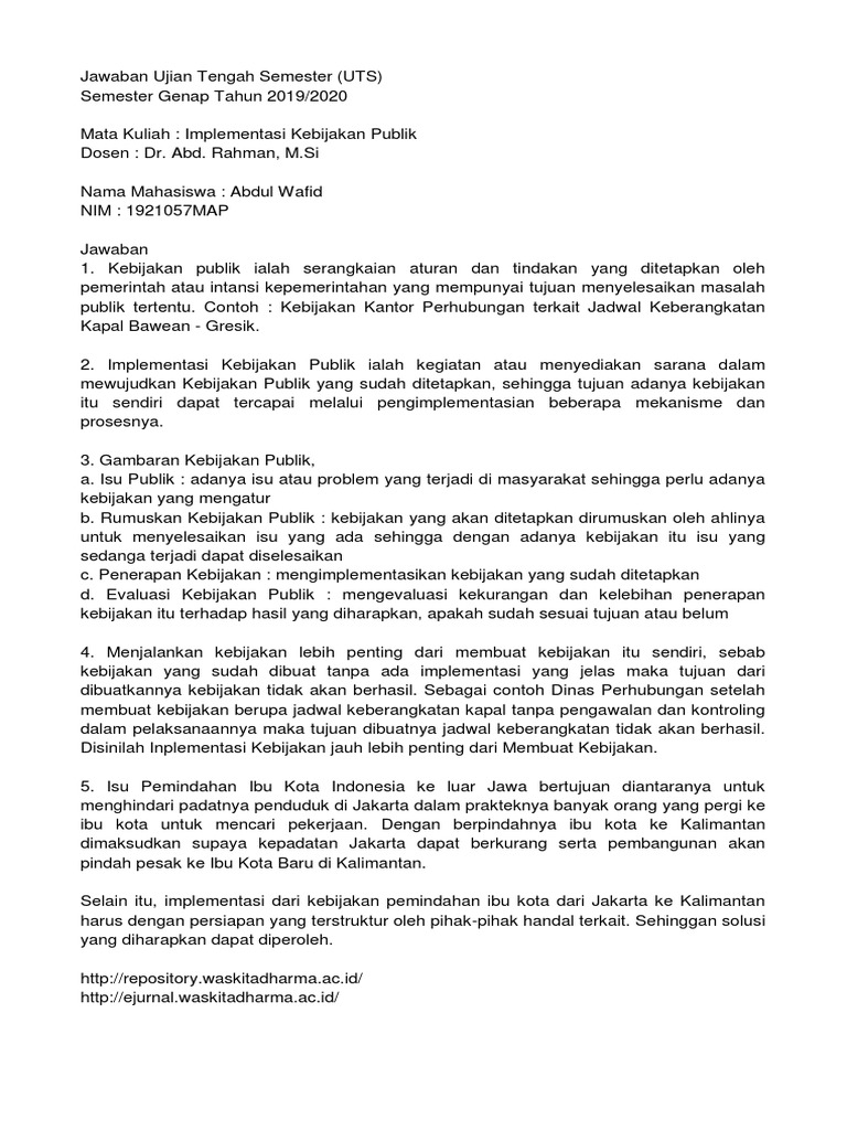 Contoh Implementasi Kebijakan Publik | PDF