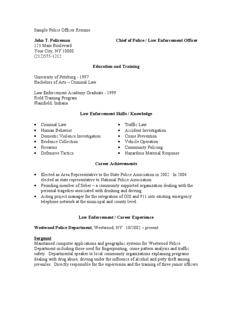 Sample Police Officer Resume | PDF | Police Officer | Police
