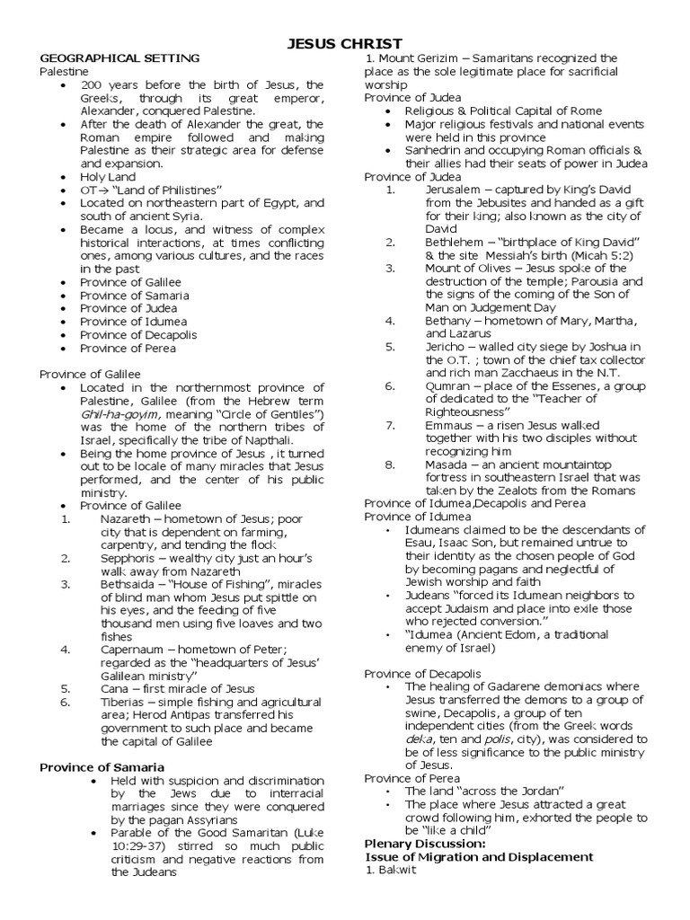 Jesus Christ: Geographical Setting | PDF | Herod The Great | Pharisees