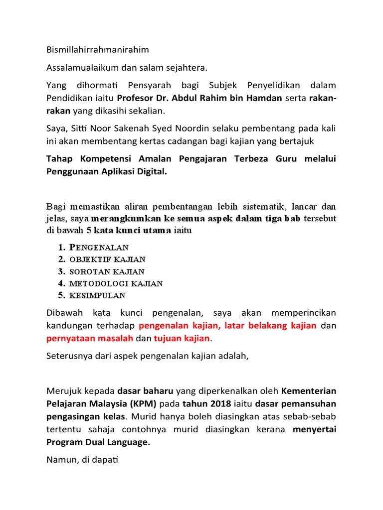 Skrip Pembentangan | PDF
