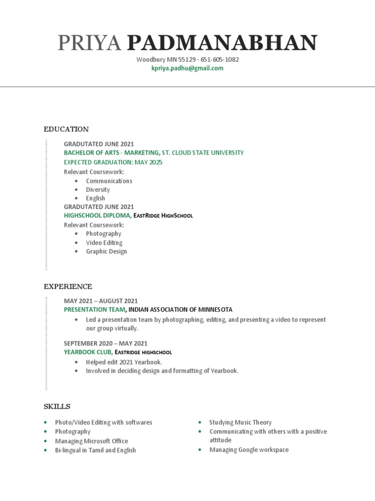 Priya Resume | PDF