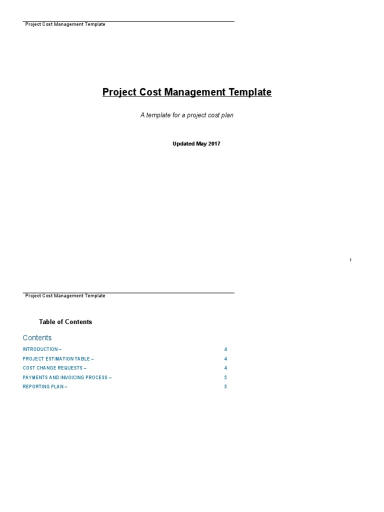 Project Cost Management Word Template | PDF | Cost Accounting | Invoice