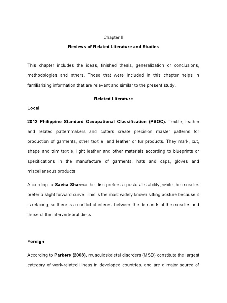 Chapter 2 RRL | Download Free PDF | Sewing | Human Factors And Ergonomics