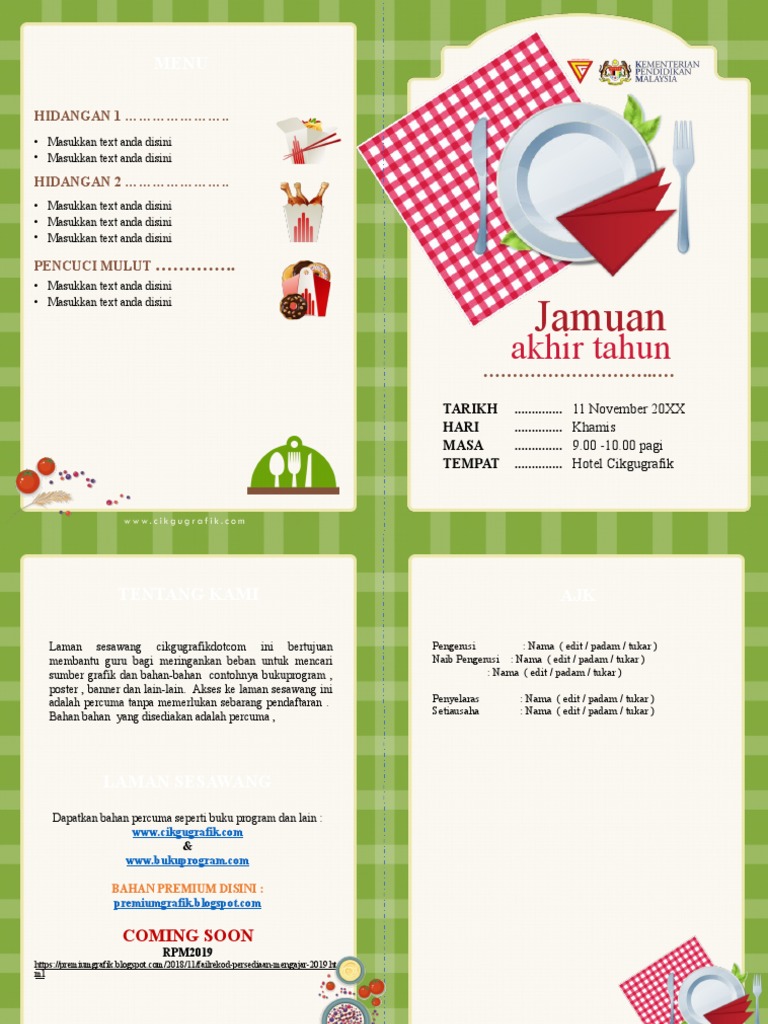 Template Buku Program Jamuan, Dinner | PDF