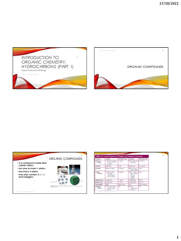 2020-OrgMol-Intro To Organic Chemistry - Part 1 | PDF | Alkane ...