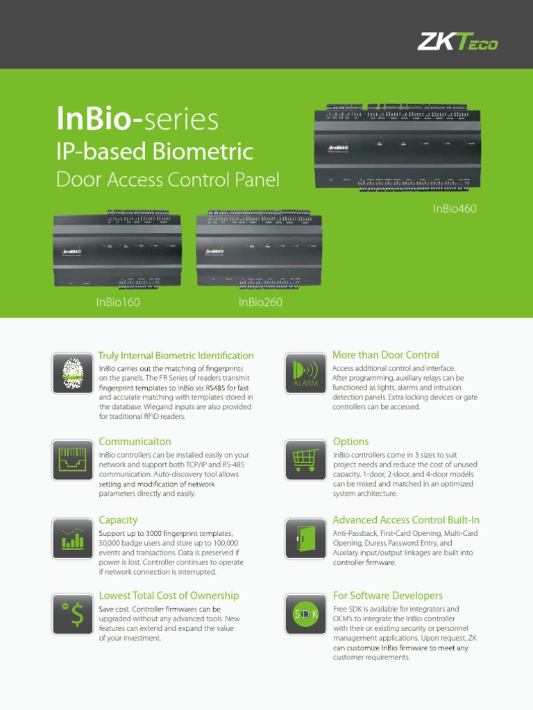 Brosur Access Door Controller - Zkteco-InBio+Series | PDF | Access Control | Computing