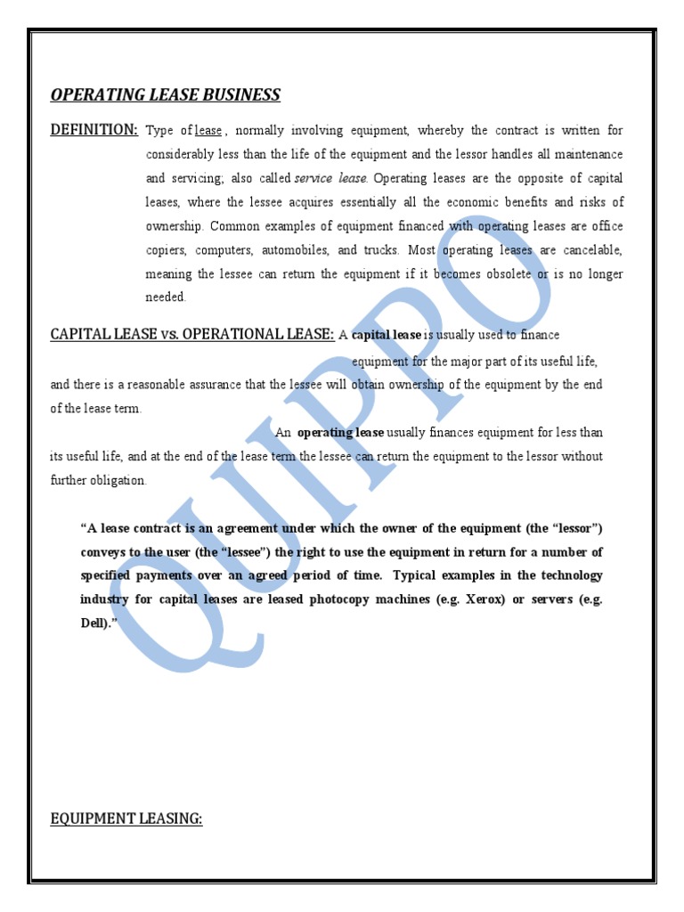 Operating Lease Business | PDF | Lease | Computing