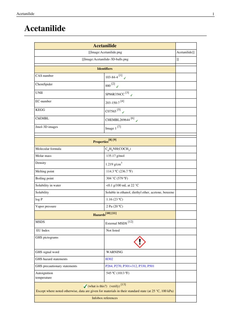 Acetanilide | Chemical Substances | Physical Sciences