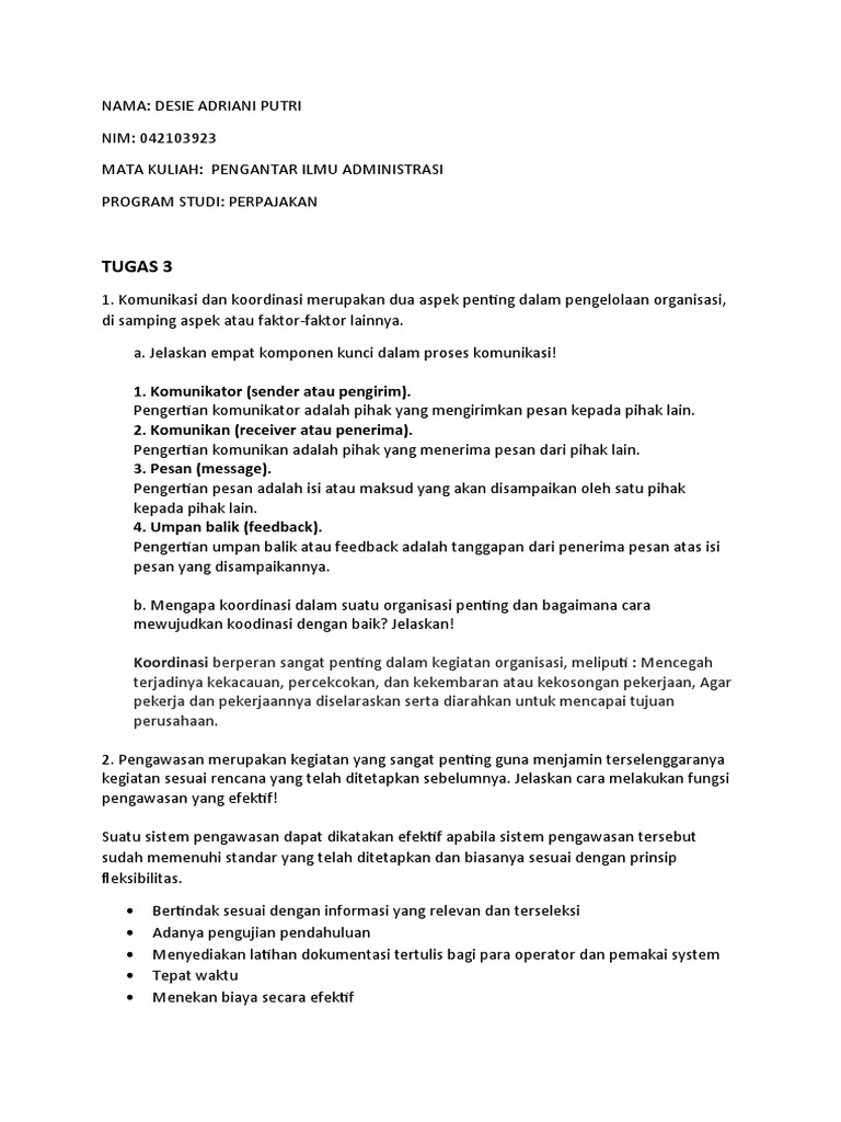 Tugas 3 Pengantar Ilmu Administrasi | PDF | Pengembangan Diri