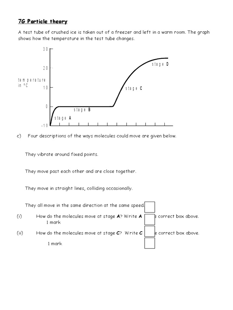 7G Particle Theory: 3 0 Stage D | PDF | Ice | Temperature