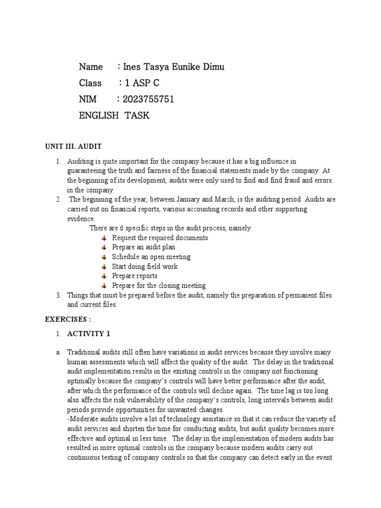 Unit III - Bahasa Inggris | PDF | Financial Audit | Insurance