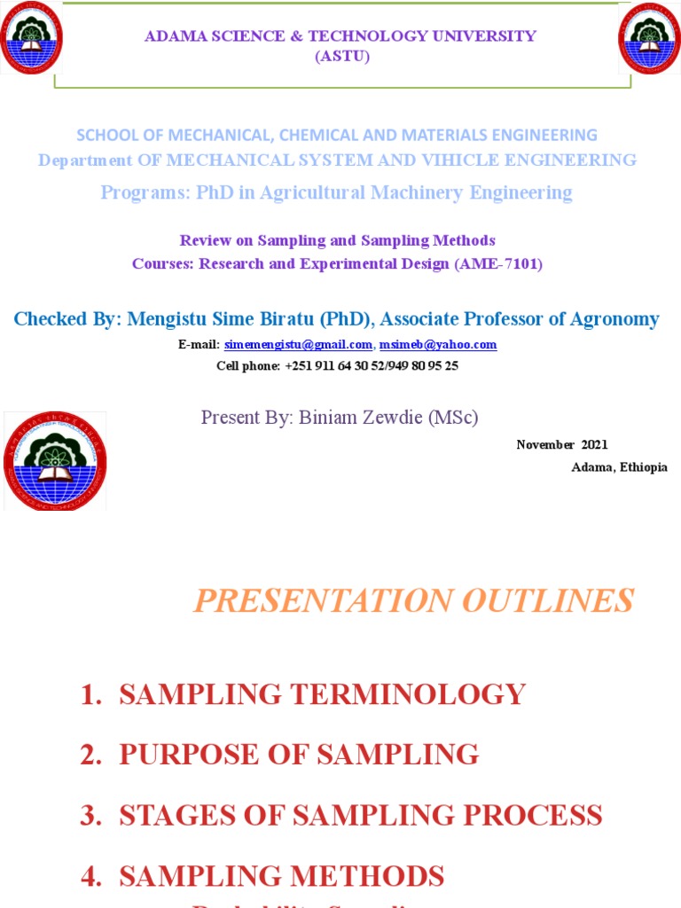 Bini - Final Sampling | PDF | Sampling (Statistics) | Estimator
