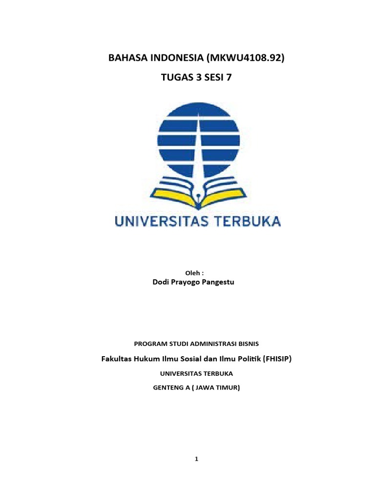 Tugas 3. Bahasa Indonesia Dodi | PDF | Ilmu Sosial