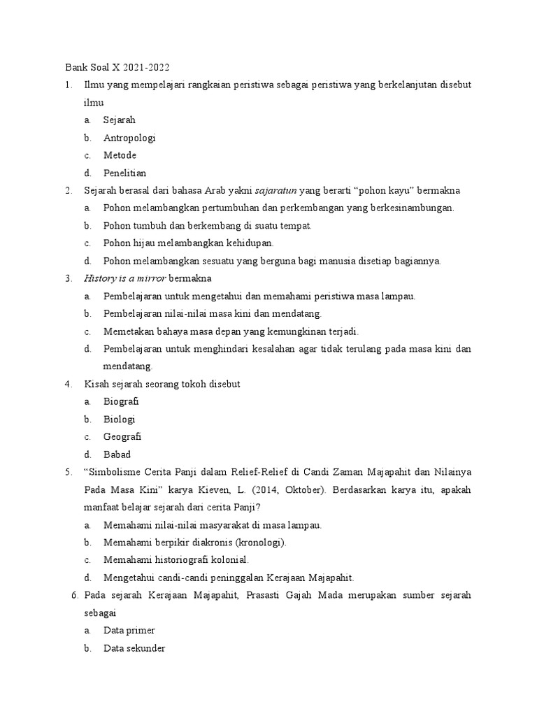 Bank Soal X 2021-2022 | PDF