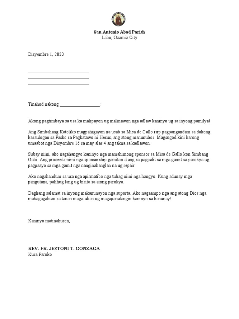 Misa-de-Gallo Letter | PDF