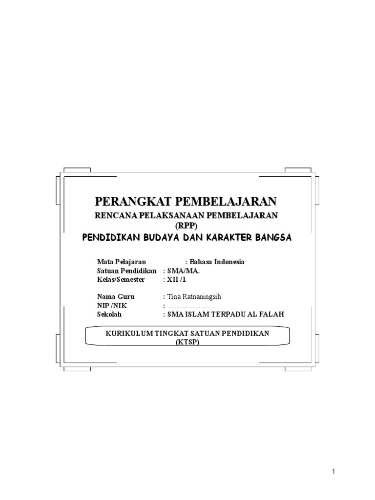 RPP Bahasa Indonesia Kelas Xii Semester 1 | PDF | Karier & Perkembangan