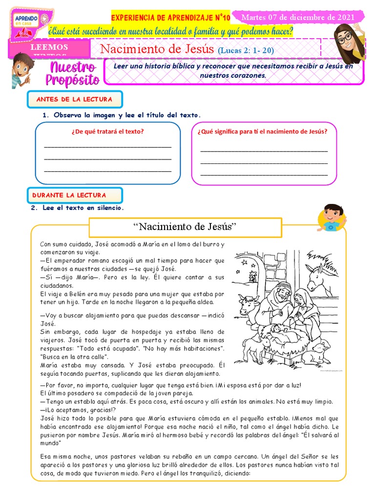 Actividades sobre el nacimiento de Jesús | PDF | María, madre de Jesús ...