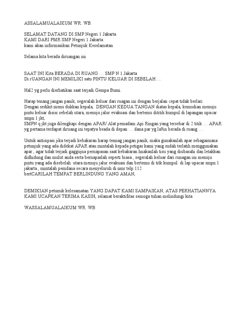 Teks Safety Briefing | PDF