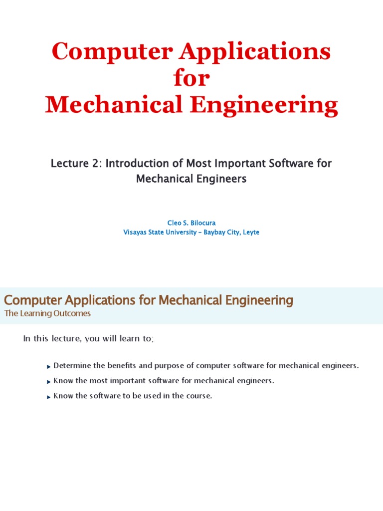 MEng134 Lecture2 - Introduction of Most Important Software For Mechanical Engineers | PDF ...