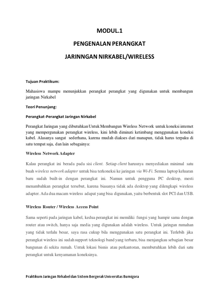 Modul.1 Pengenalan Perangkat Jaringan Nirkabel-1 | PDF | Seni | Komputer