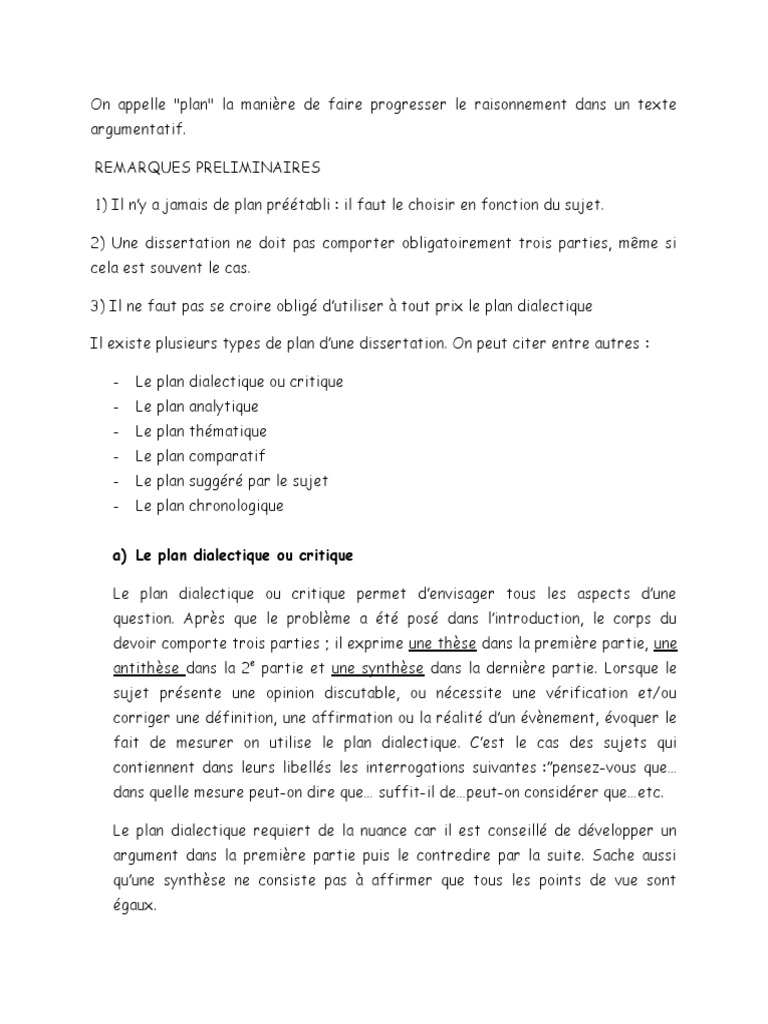 Les Types de Plan de Dissertation | PDF | Dialectique | Poésie