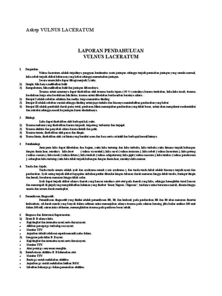 Penanganan Askep Vulnus Laceratum | PDF | Kesehatan Holistik
