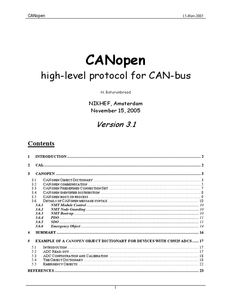 Canopen: High-Level Protocol For Can-Bus | PDF | Osi Model | Computer ...