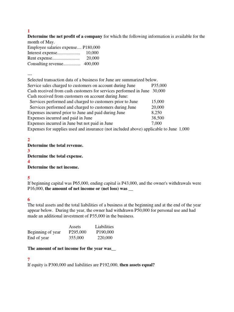 Unit-3 Financial-Statements Class-Exercise Questions | PDF | Expense ...