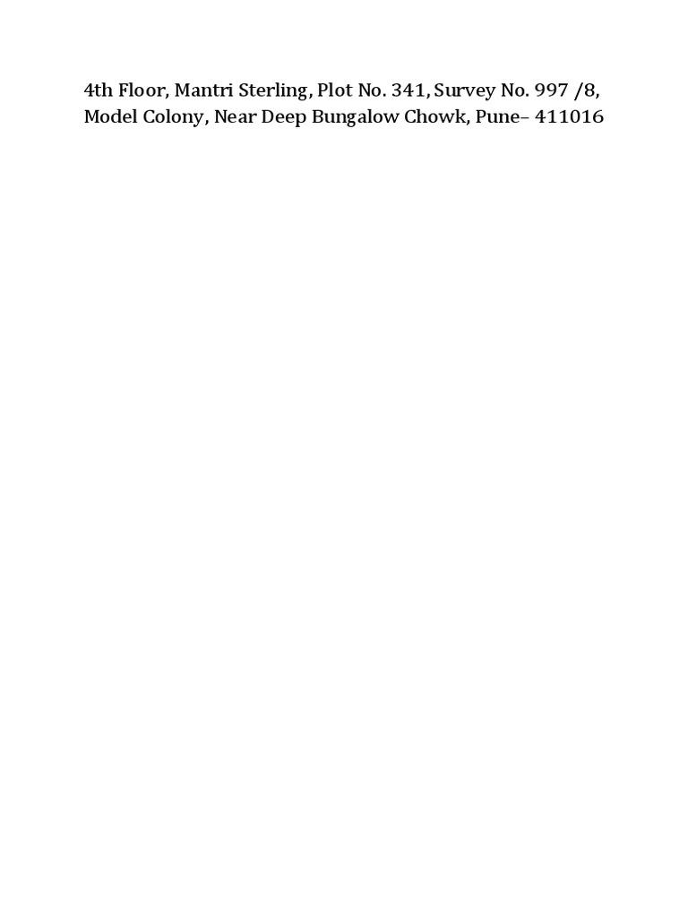 Mantri Sterling, Model Colony, Pune | PDF