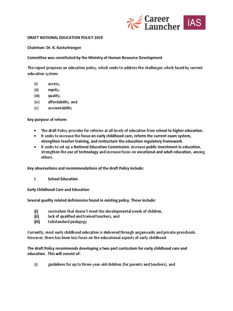 National Education Policy | PDF | Schools | Teachers