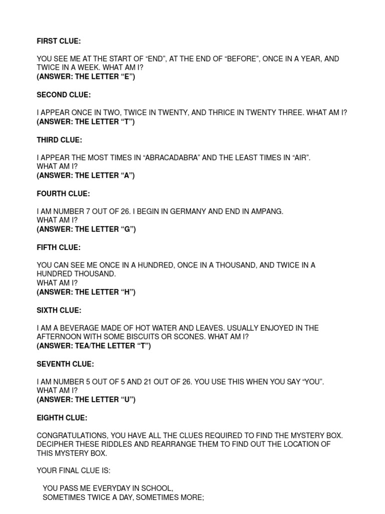 Amazing Race Riddles | PDF