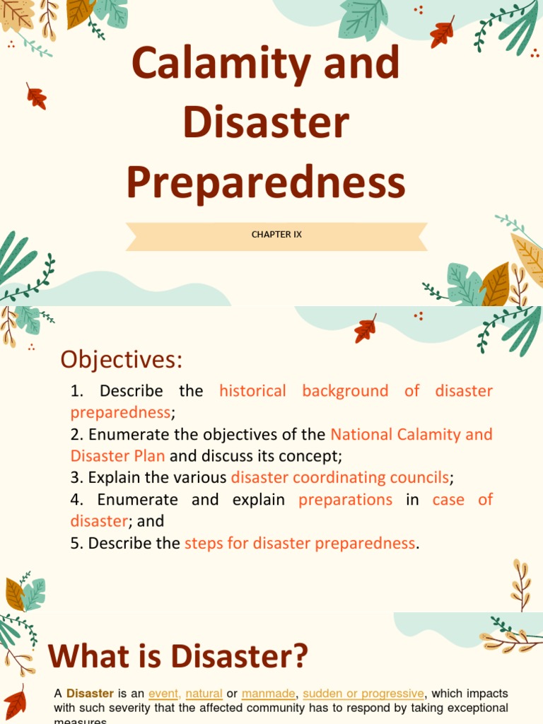 Calamity and Disaster Preparedness Chapter IX | PDF | Emergency ...