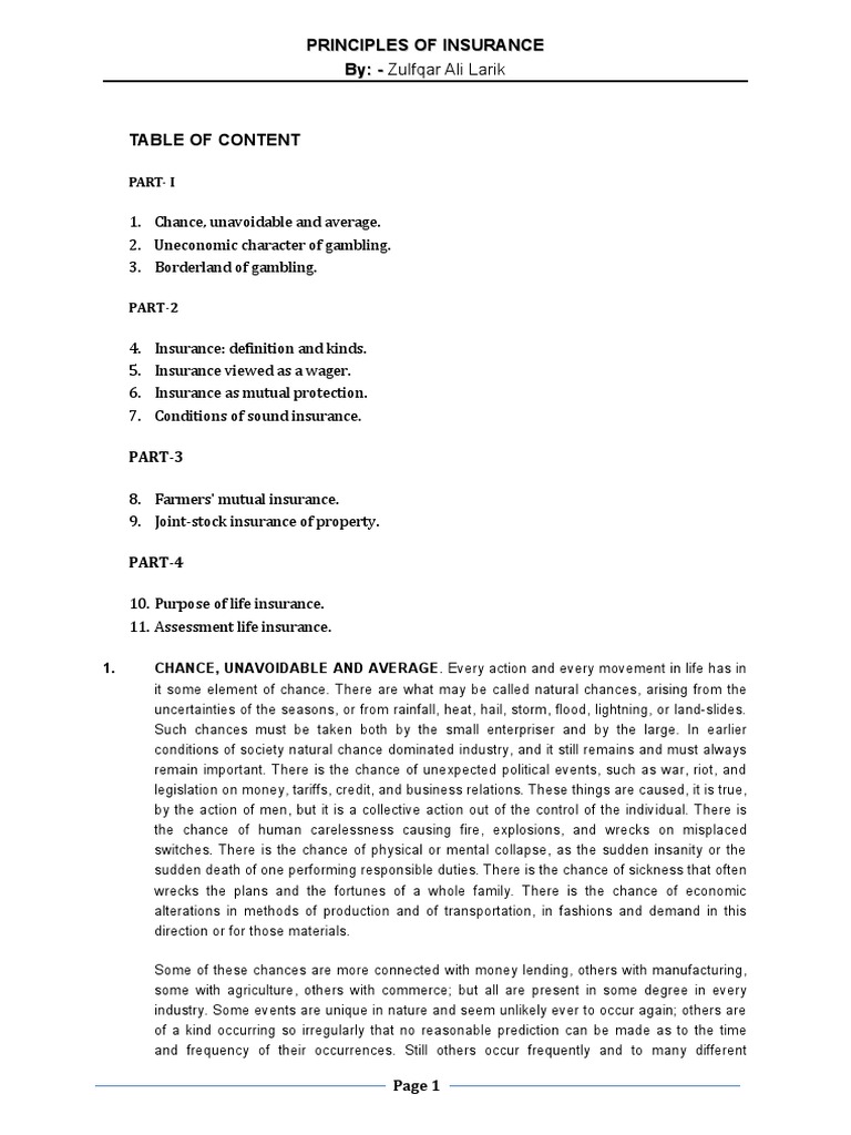 Principles of Insurance | PDF | Insurance | Life Insurance
