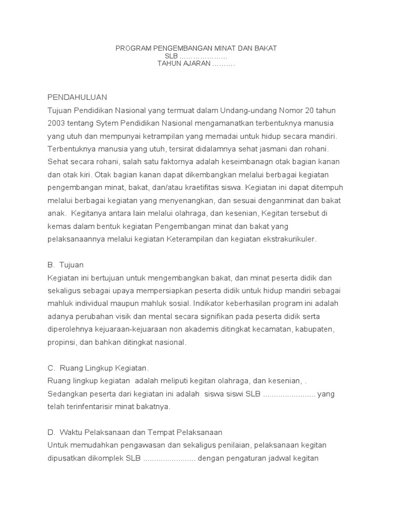 Pengembangan Minat dan Bakat Siswa SLB | PDF