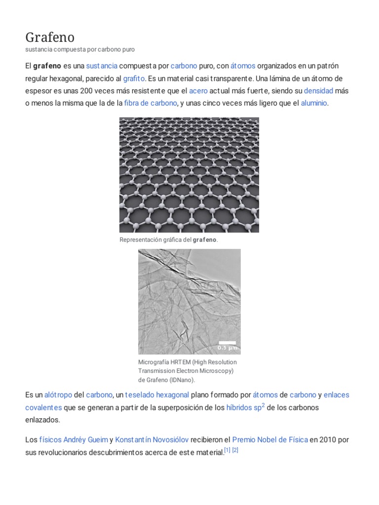 Grafeno - Wikipedia, La Enciclopedia Libre | PDF | Grafeno | Grafito