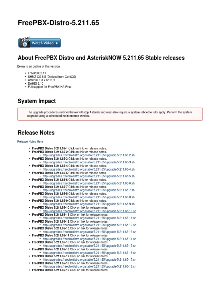 About Freepbx Distro and Asterisknow 5.211.65 Stable Releases | PDF ...