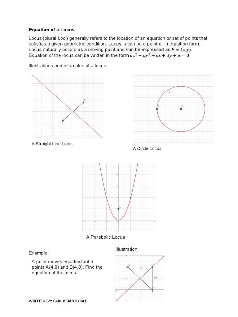 Equation of A Locus | Download Free PDF | Equations | Distance