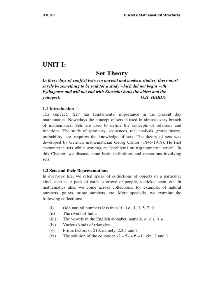 Unit I Set Theory Pdf Function Mathematics Set Mathematics