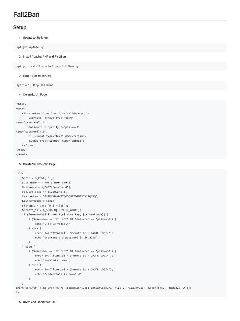 Fail2Ban Fail2Ban: Setup Setup | PDF | Internet & Web | World Wide Web