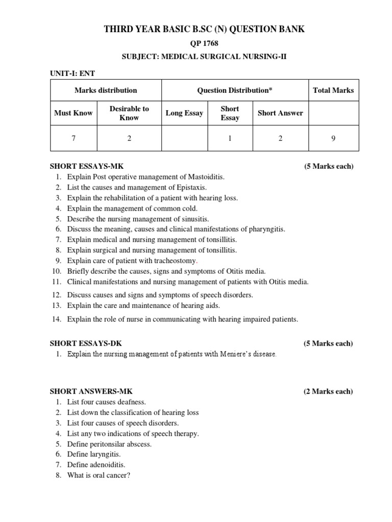 Third Year Basic B.SC (N) Question Bank | PDF | Cancer | Burn