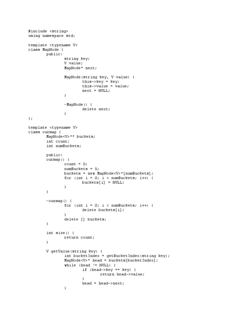 Hashmap Implementation Pdf String Computer Science Programming 8371
