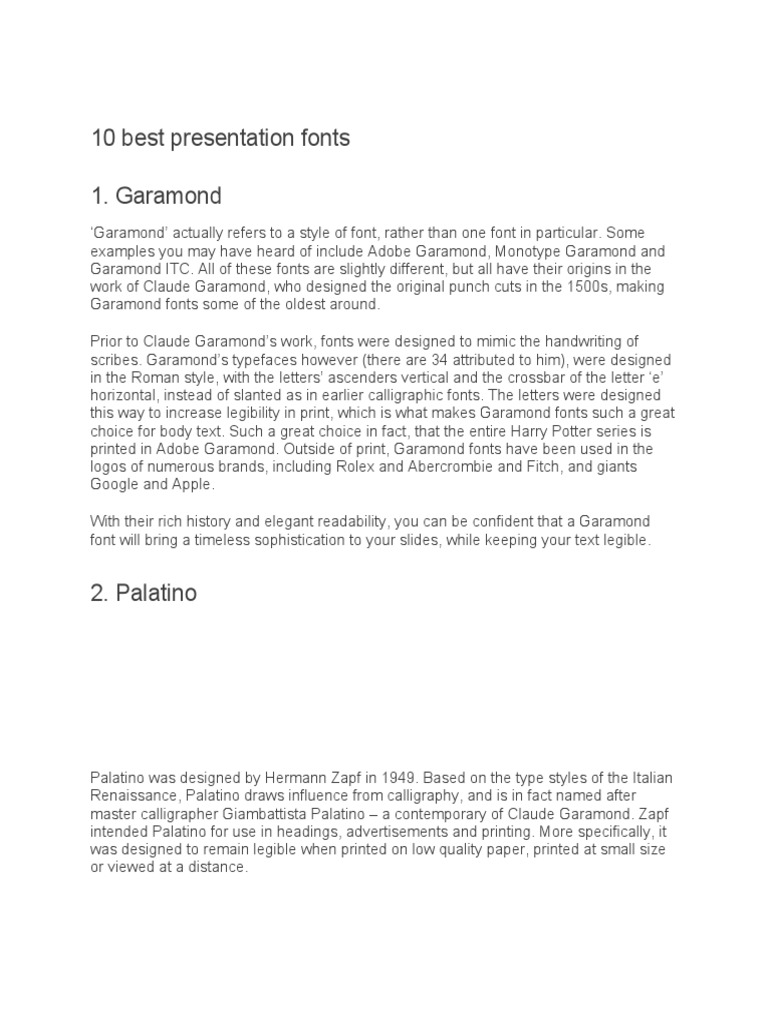 10 Best Presentation Fonts | PDF | Typefaces | Verdana