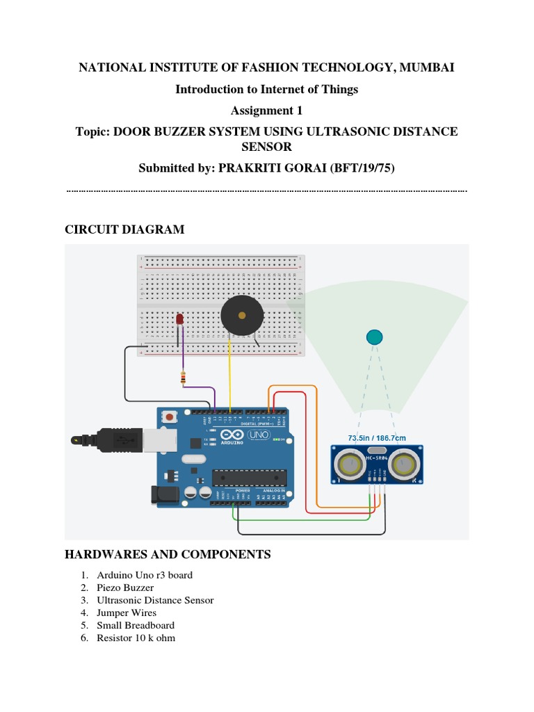 NIT Mumbai IoT Door Buzzer Using Ultrasonic Sensor | PDF | Arduino ...