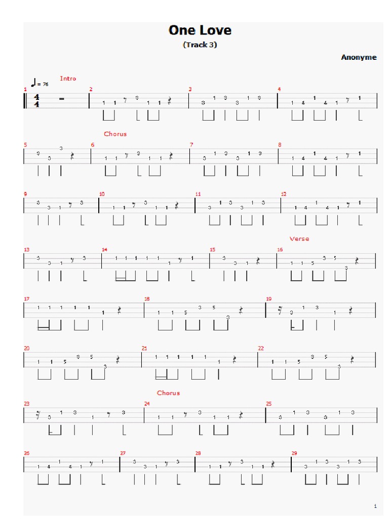 Bob Marley - One Love (Bass) - 1 | PDF