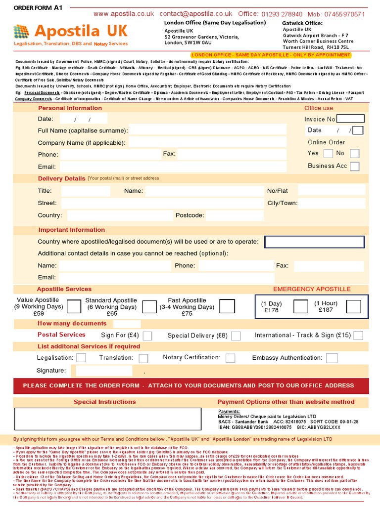 Order Form for Apostille, Translation, and Notary Services from ...