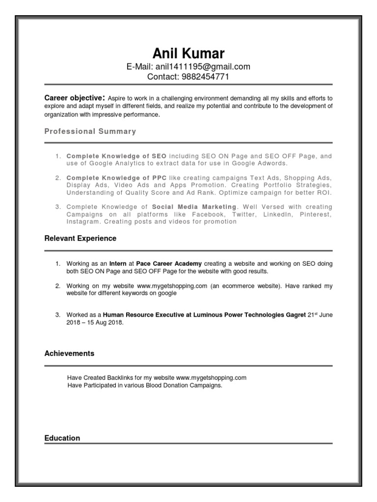 0 Anil Kumar Resume | PDF